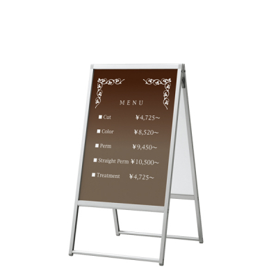 A型ポスタースタンド 2374C 両面 アルミアルマイト仕上げ W535×H994mm B2 - 店舗用品のミセダス